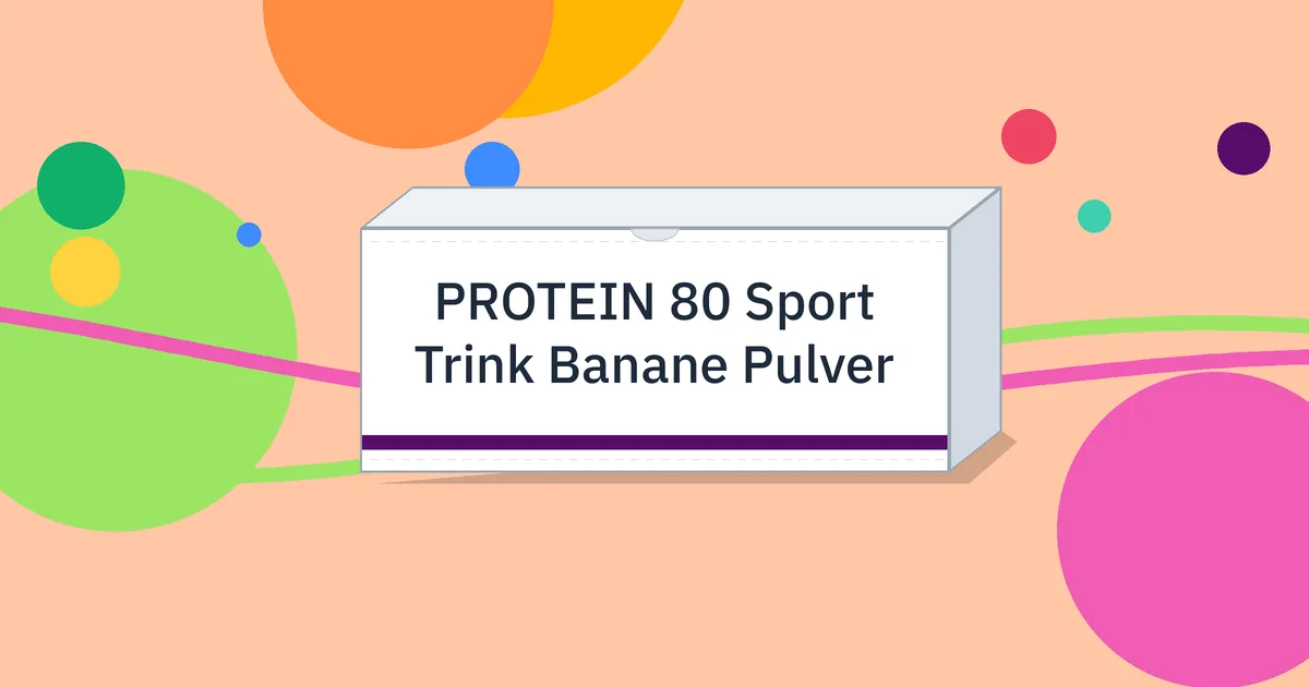 Symbolbild: Packung mit der Aufschrift PROTEIN 80 Sport Trink Banane Pulver (PZN 07130562) – Verfügbarkeit und Bezug in Apotheken in Frankfurt am Main
