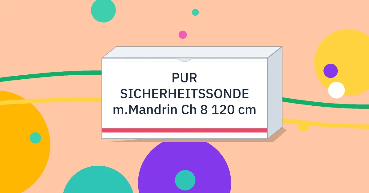 Symbolbild: Packung mit der Aufschrift PUR SICHERHEITSSONDE m.Mandrin Ch 8 120 cm (PZN 13230138) – Verfügbarkeit und Bezug in Apotheken in Frankfurt am Main