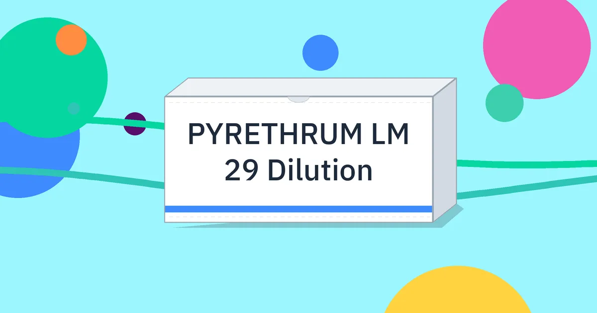 Symbolbild: Packung mit der Aufschrift PYRETHRUM LM 29 Dilution (PZN 13671960) – Verfügbarkeit und Bezug in Apotheken in Frankfurt am Main
