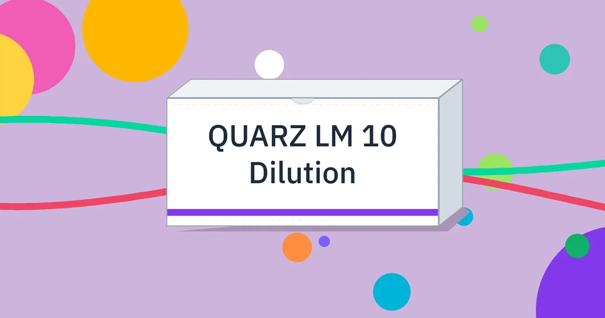 Symbolbild: Packung mit der Aufschrift QUARZ LM 10 Dilution (PZN 13045412) – Verfügbarkeit und Bezug in Apotheken in Frankfurt am Main