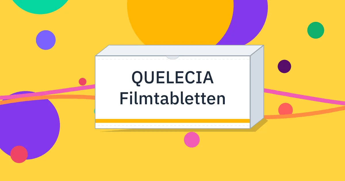 Symbolbild: Packung mit der Aufschrift QUELECIA Filmtabletten (PZN 19770002) – Verfügbarkeit und Bezug in Apotheken in Frankfurt am Main