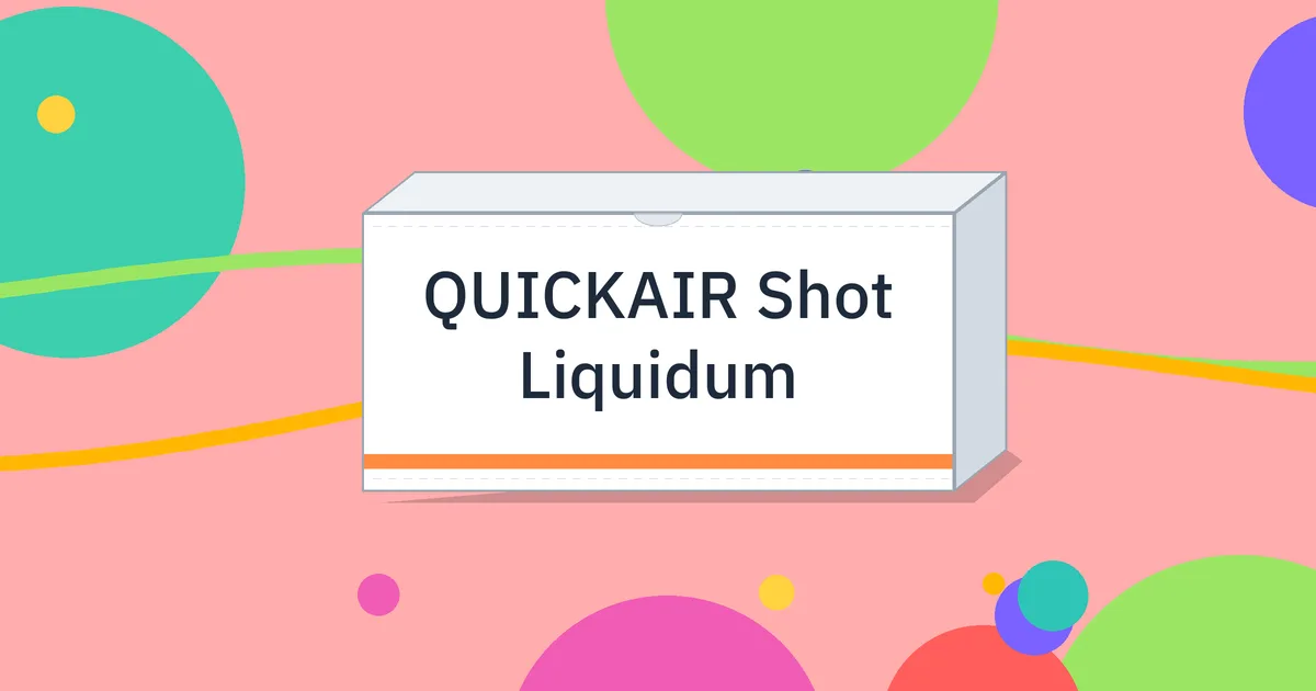 Symbolbild: Packung mit der Aufschrift QUICKAIR Shot Liquidum (PZN 15625906) – Verfügbarkeit und Bezug in Apotheken in Frankfurt am Main
