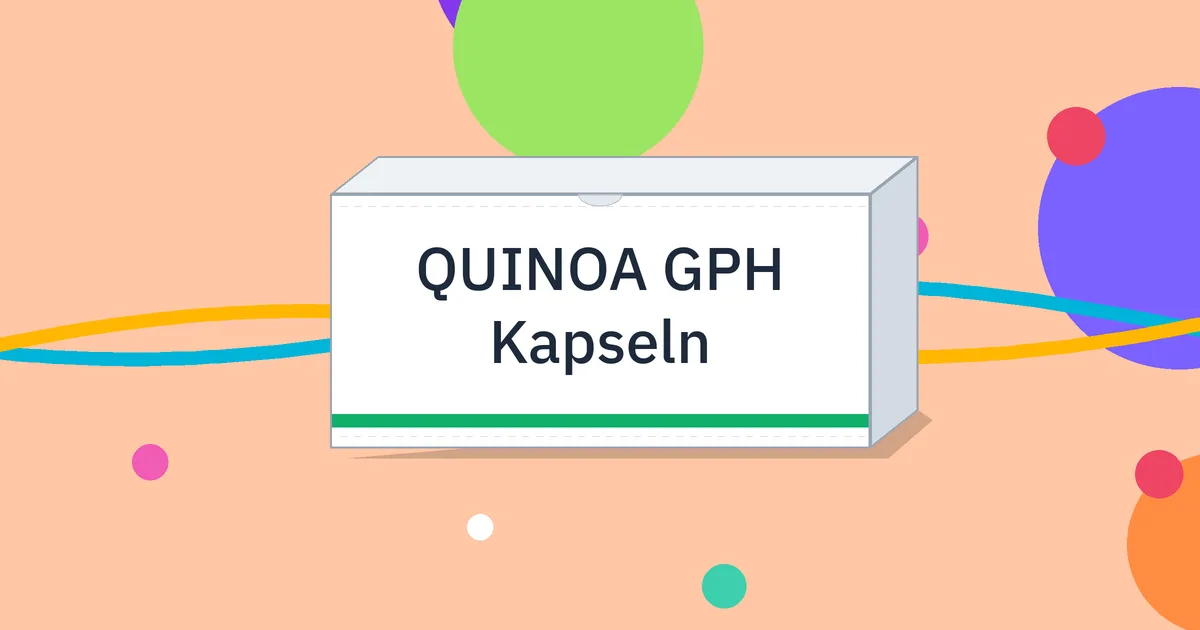 Symbolbild: Packung mit der Aufschrift QUINOA GPH Kapseln (PZN 04595912) – Verfügbarkeit und Bezug in Apotheken in Frankfurt am Main