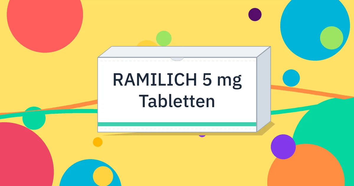Symbolbild: Packung mit der Aufschrift RAMILICH 5 mg Tabletten (PZN 01983625) – Verfügbarkeit und Bezug in Apotheken in Frankfurt am Main
