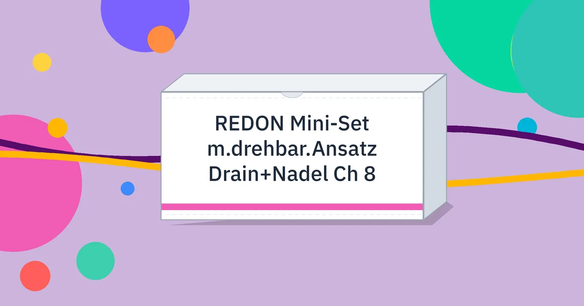Symbolbild: Packung mit der Aufschrift REDON Mini-Set m.drehbar.Ansatz Drain+Nadel Ch 8 (PZN 07697352) – Verfügbarkeit und Bezug in Apotheken in Frankfurt am Main