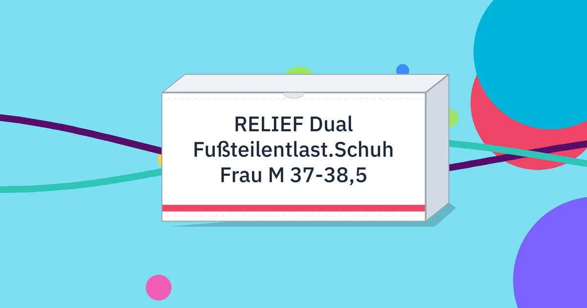 Symbolbild: Packung mit der Aufschrift RELIEF Dual Fußteilentlast.Schuh Frau M 37-38,5 (PZN 16629869) – Verfügbarkeit und Bezug in Apotheken in Frankfurt am Main