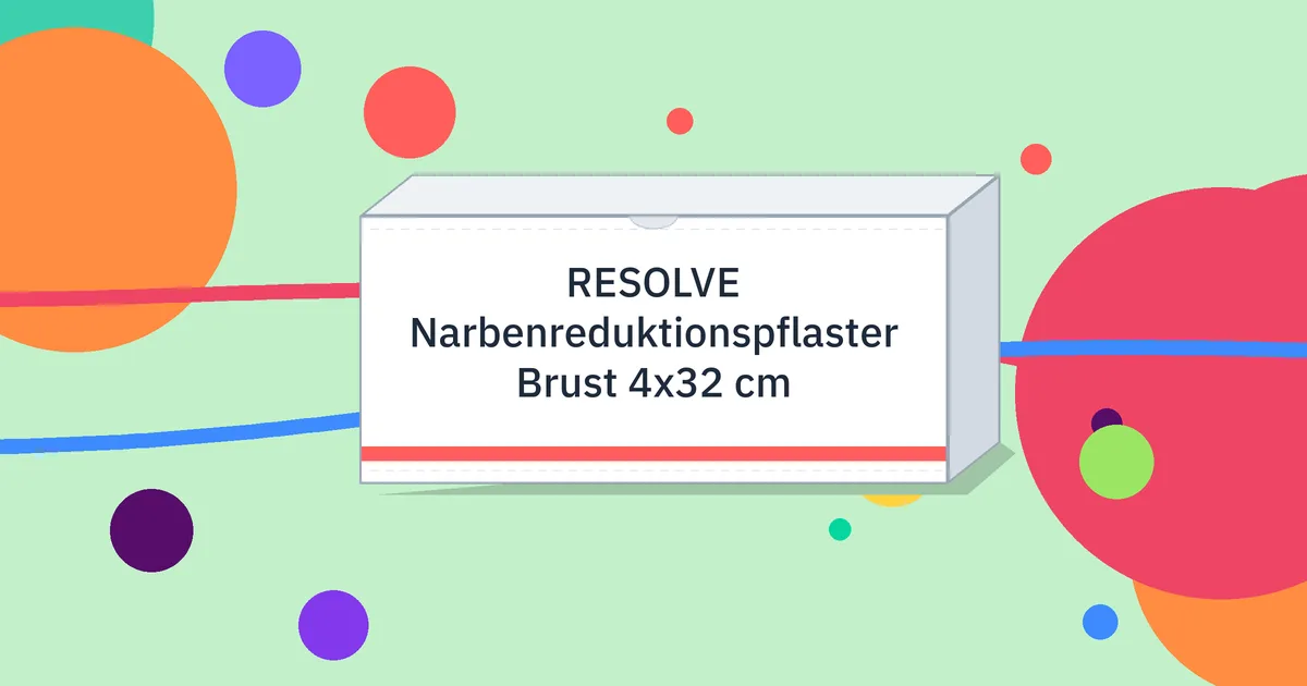 Symbolbild: Packung mit der Aufschrift RESOLVE Narbenreduktionspflaster Brust 4x32 cm (PZN 19207241) – Verfügbarkeit und Bezug in Apotheken in Frankfurt am Main