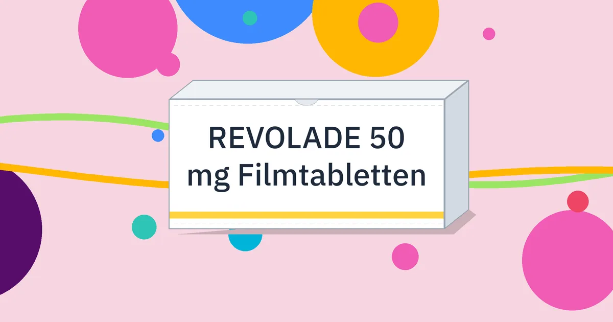 Symbolbild: Packung mit der Aufschrift REVOLADE 50 mg Filmtabletten (PZN 06142729) – Verfügbarkeit und Bezug in Apotheken in Frankfurt am Main