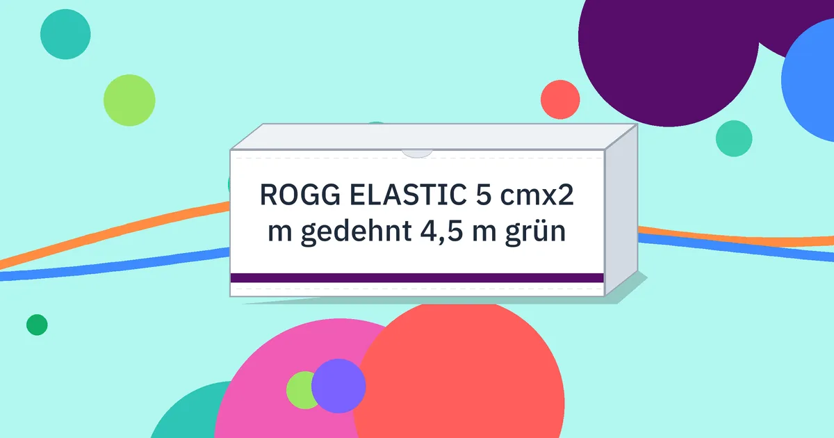 Symbolbild: Packung mit der Aufschrift ROGG ELASTIC 5 cmx2 m gedehnt 4,5 m grün (PZN 15301523) – Verfügbarkeit und Bezug in Apotheken in Frankfurt am Main