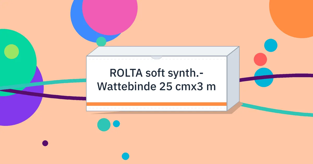 Symbolbild: Packung mit der Aufschrift ROLTA soft synth.-Wattebinde 25 cmx3 m (PZN 12578431) – Verfügbarkeit und Bezug in Apotheken in Frankfurt am Main