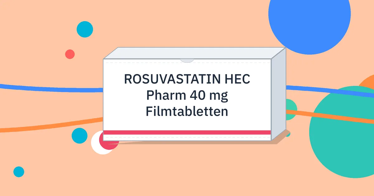 Symbolbild: Packung mit der Aufschrift ROSUVASTATIN HEC Pharm 40 mg Filmtabletten (PZN 16598264) – Verfügbarkeit und Bezug in Apotheken in Frankfurt am Main