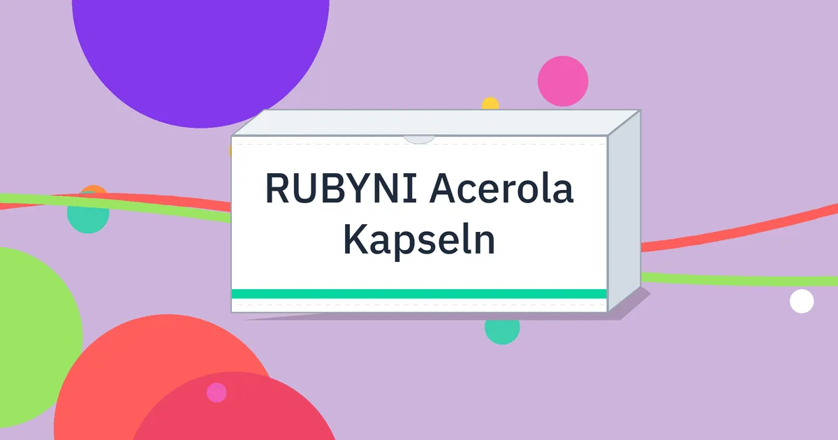 Symbolbild: Packung mit der Aufschrift RUBYNI Acerola Kapseln (PZN 19162320) – Verfügbarkeit und Bezug in Apotheken in Frankfurt am Main