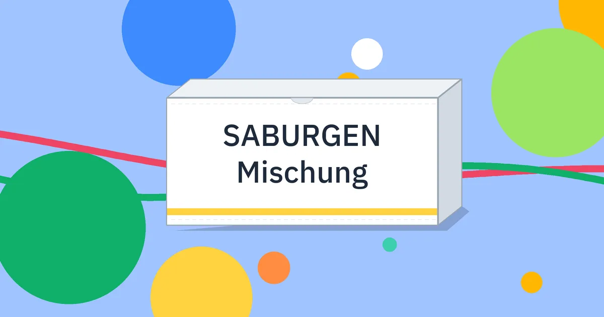 Symbolbild: Packung mit der Aufschrift SABURGEN Mischung (PZN 02750320) – Verfügbarkeit und Bezug in Apotheken in Frankfurt am Main