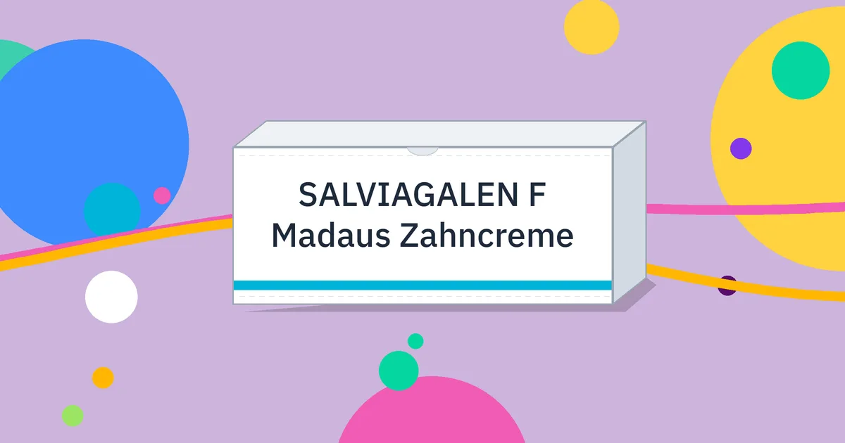 Symbolbild: Packung mit der Aufschrift SALVIAGALEN F Madaus Zahncreme (PZN 11548356) – Verfügbarkeit und Bezug in Apotheken in Frankfurt am Main