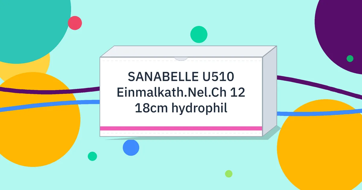 Symbolbild: Packung mit der Aufschrift SANABELLE U510 Einmalkath.Nel.Ch 12 18cm hydrophil (PZN 13723734) – Verfügbarkeit und Bezug in Apotheken in Frankfurt am Main