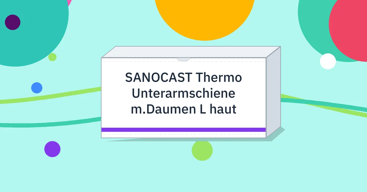 Symbolbild: Packung mit der Aufschrift SANOCAST Thermo Unterarmschiene m.Daumen L haut (PZN 15260735) – Verfügbarkeit und Bezug in Apotheken in Frankfurt am Main