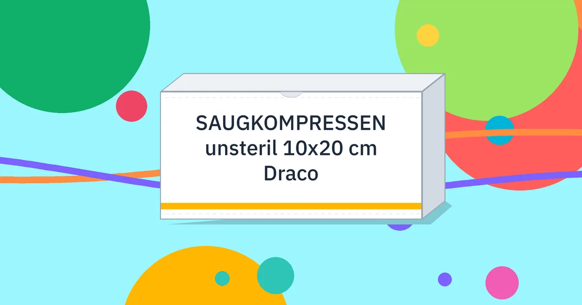 Symbolbild: Packung mit der Aufschrift SAUGKOMPRESSEN unsteril 10x20 cm Draco (PZN 00948785) – Verfügbarkeit und Bezug in Apotheken in Frankfurt am Main