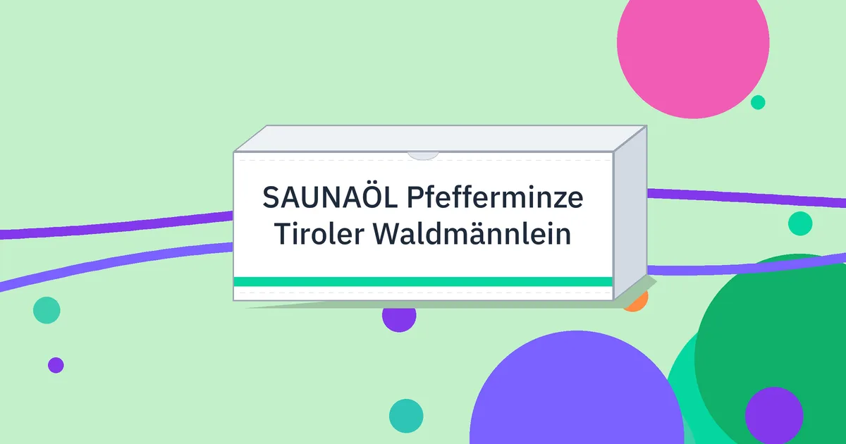Symbolbild: Packung mit der Aufschrift SAUNAÖL Pfefferminze Tiroler Waldmännlein (PZN 05558882) – Verfügbarkeit und Bezug in Apotheken in Frankfurt am Main