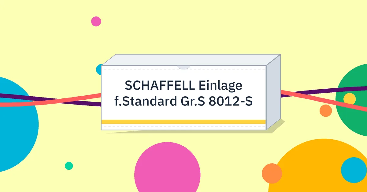 Symbolbild: Packung mit der Aufschrift SCHAFFELL Einlage f.Standard Gr.S 8012-S (PZN 11576039) – Verfügbarkeit und Bezug in Apotheken in Frankfurt am Main