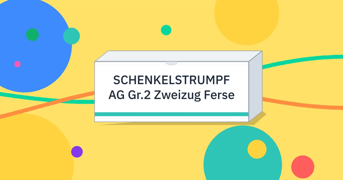 Symbolbild: Packung mit der Aufschrift SCHENKELSTRUMPF AG Gr.2 Zweizug Ferse (PZN 02007992) – Verfügbarkeit und Bezug in Apotheken in Frankfurt am Main