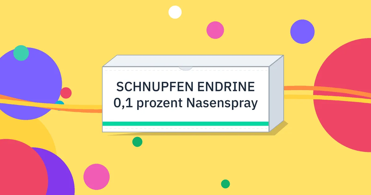 Symbolbild: Packung mit der Aufschrift SCHNUPFEN ENDRINE 0,1 prozent Nasenspray (PZN 03925052) – Verfügbarkeit und Bezug in Apotheken in Frankfurt am Main