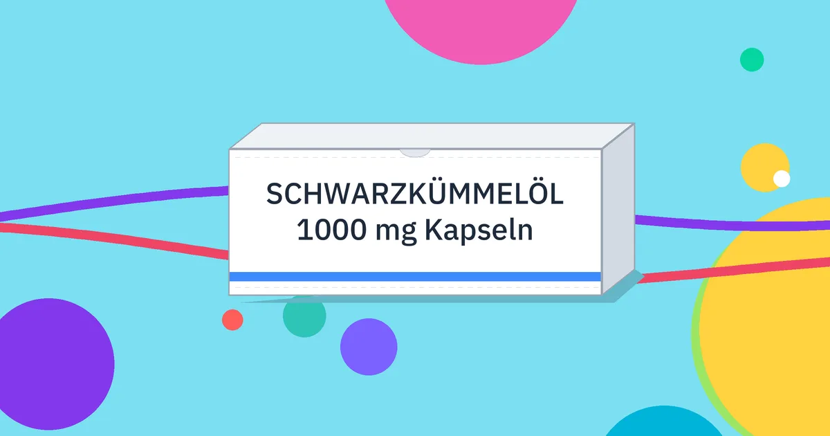 Symbolbild: Packung mit der Aufschrift SCHWARZKÜMMELÖL 1000 mg Kapseln (PZN 20202817) – Verfügbarkeit und Bezug in Apotheken in Frankfurt am Main