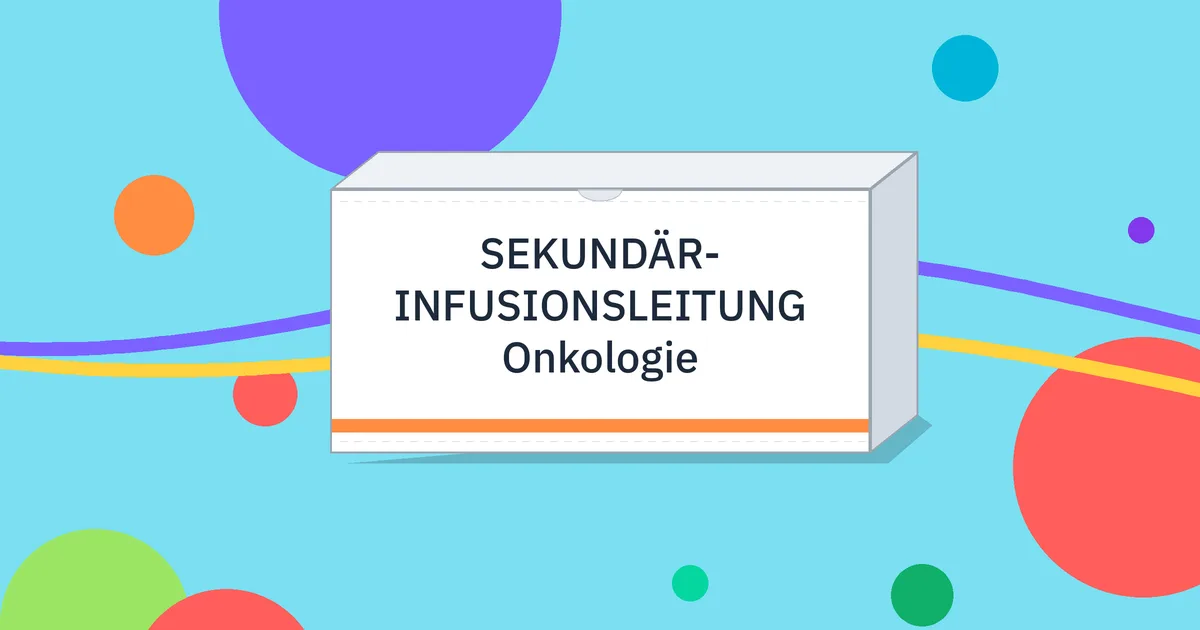 Symbolbild: Packung mit der Aufschrift SEKUNDÄR-INFUSIONSLEITUNG Onkologie (PZN 13650389) – Verfügbarkeit und Bezug in Apotheken in Frankfurt am Main