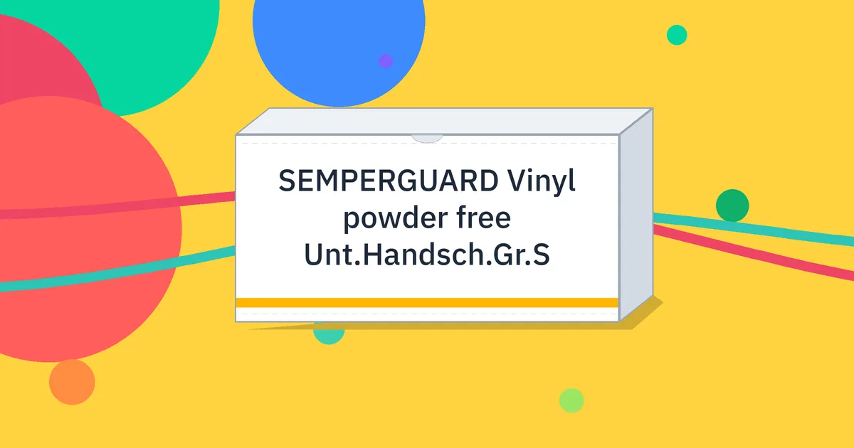 Symbolbild: Packung mit der Aufschrift SEMPERGUARD Vinyl powder free Unt.Handsch.Gr.S (PZN 12365422) – Verfügbarkeit und Bezug in Apotheken in Frankfurt am Main
