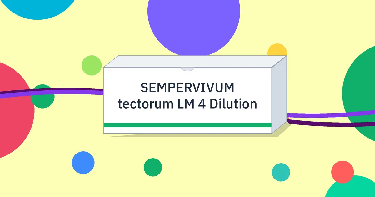 Symbolbild: Packung mit der Aufschrift SEMPERVIVUM tectorum LM 4 Dilution (PZN 13186101) – Verfügbarkeit und Bezug in Apotheken in Frankfurt am Main