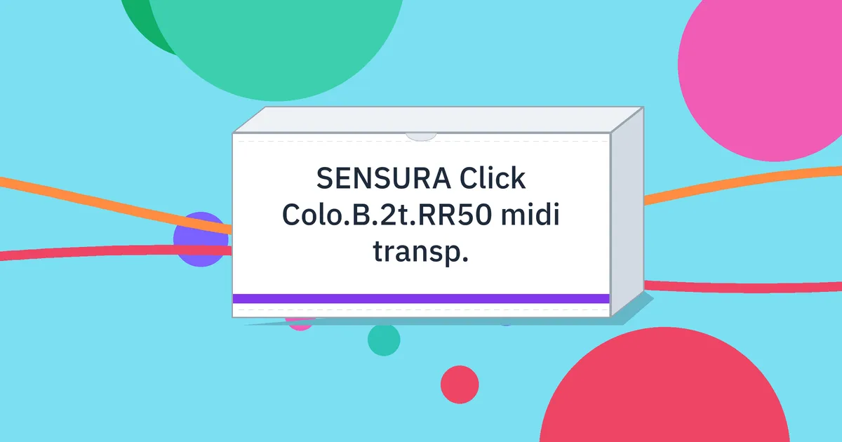 Symbolbild: Packung mit der Aufschrift SENSURA Click Colo.B.2t.RR50 midi transp. (PZN 03042714) – Verfügbarkeit und Bezug in Apotheken in Frankfurt am Main