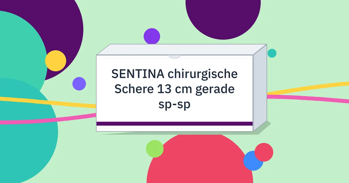 Symbolbild: Packung mit der Aufschrift SENTINA chirurgische Schere 13 cm gerade sp-sp (PZN 11585021) – Verfügbarkeit und Bezug in Apotheken in Frankfurt am Main