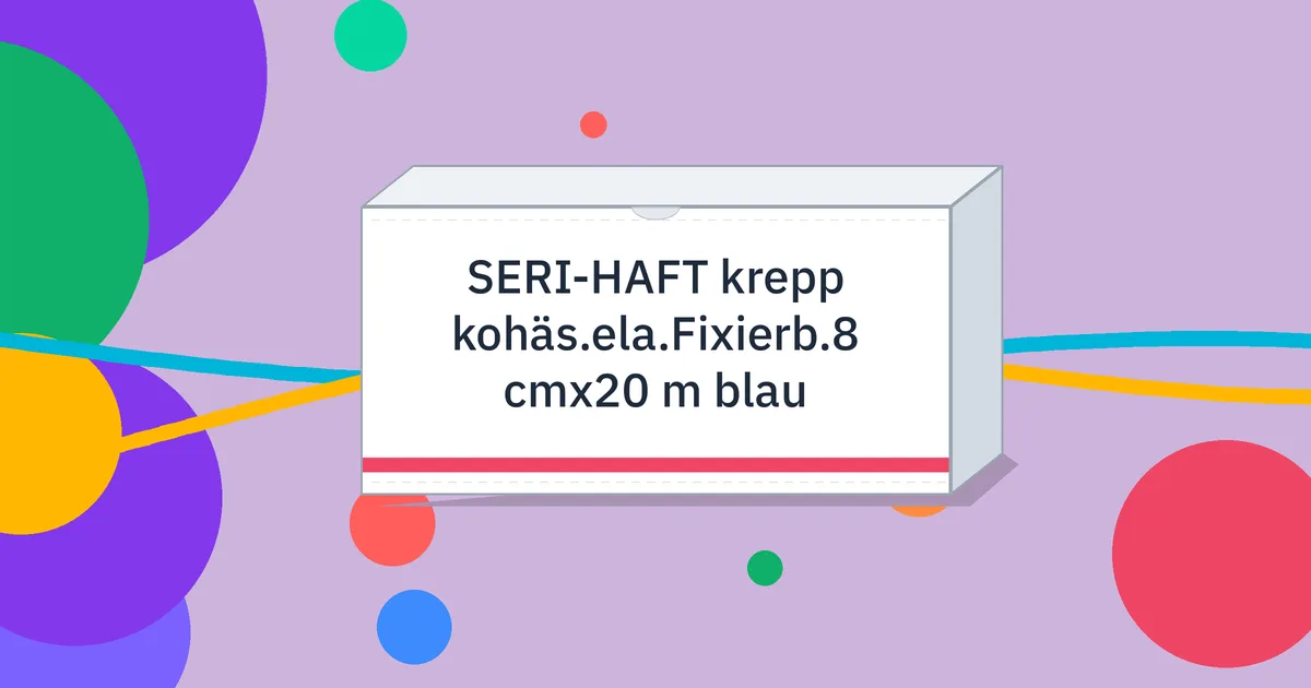 Symbolbild: Packung mit der Aufschrift SERI-HAFT krepp kohäs.ela.Fixierb.8 cmx20 m blau (PZN 14381589) – Verfügbarkeit und Bezug in Apotheken in Frankfurt am Main