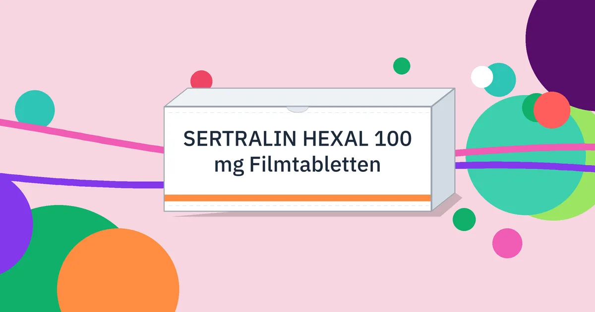 Symbolbild: Packung mit der Aufschrift SERTRALIN HEXAL 100 mg Filmtabletten (PZN 04086984) – Verfügbarkeit und Bezug in Apotheken in Frankfurt am Main