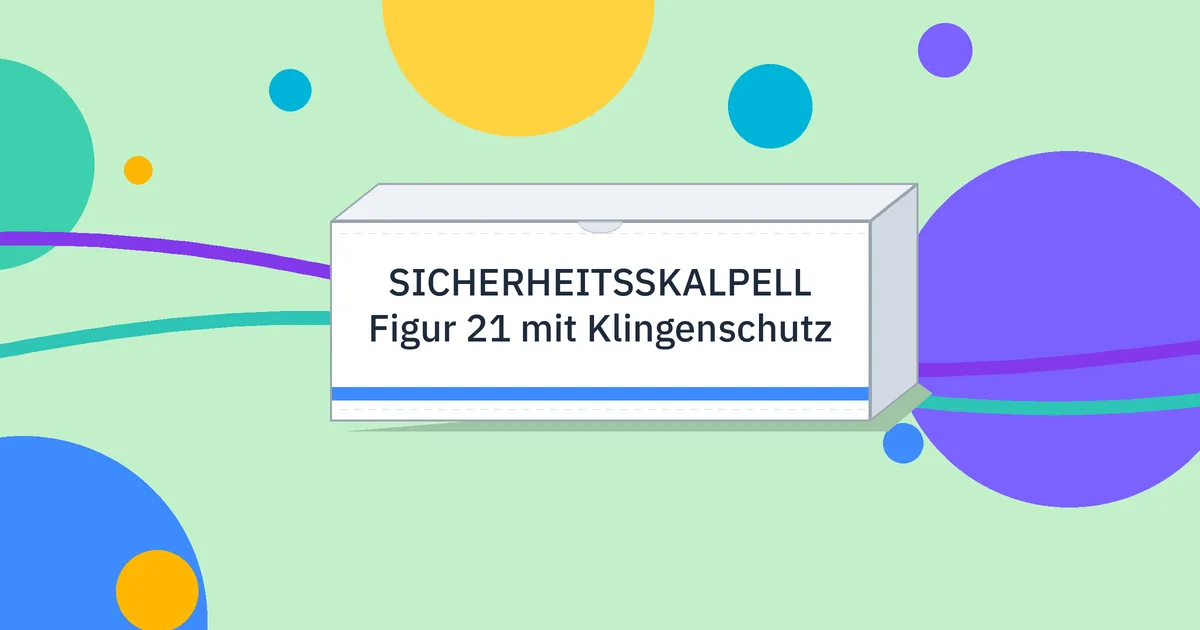 Symbolbild: Packung mit der Aufschrift SICHERHEITSSKALPELL Figur 21 mit Klingenschutz (PZN 12389167) – Verfügbarkeit und Bezug in Apotheken in Frankfurt am Main