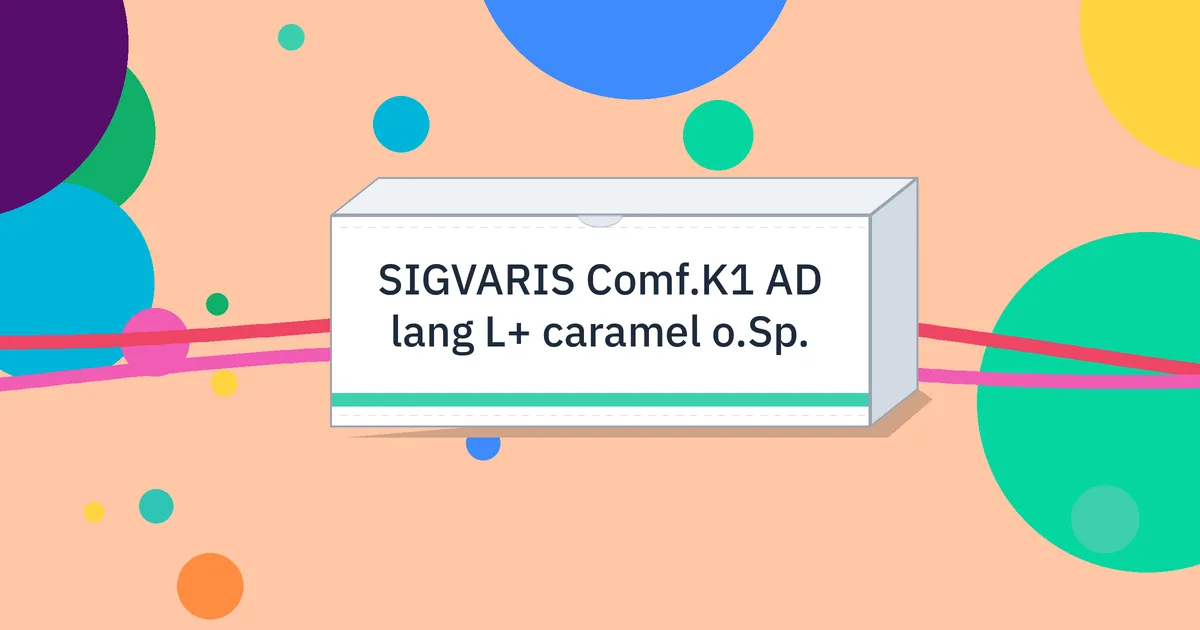 Symbolbild: Packung mit der Aufschrift SIGVARIS Comf.K1 AD lang L+ caramel o.Sp. (PZN 17041121) – Verfügbarkeit und Bezug in Apotheken in Frankfurt am Main