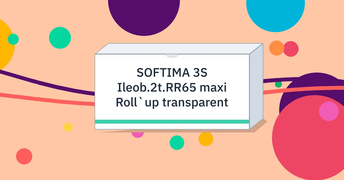 Symbolbild: Packung mit der Aufschrift SOFTIMA 3S Ileob.2t.RR65 maxi Roll`up transparent (PZN 04808118) – Verfügbarkeit und Bezug in Apotheken in Frankfurt am Main