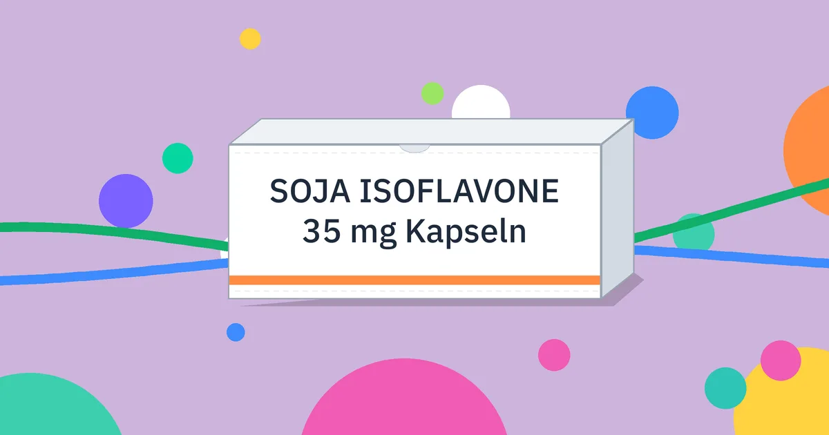 Symbolbild: Packung mit der Aufschrift SOJA ISOFLAVONE 35 mg Kapseln (PZN 02480257) – Verfügbarkeit und Bezug in Apotheken in Frankfurt am Main