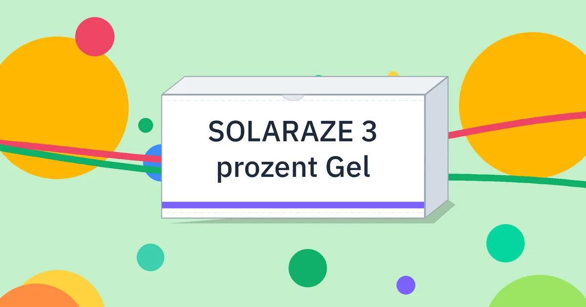 Symbolbild: Packung mit der Aufschrift SOLARAZE 3 prozent Gel (PZN 18226489) – Verfügbarkeit und Bezug in Apotheken in Frankfurt am Main