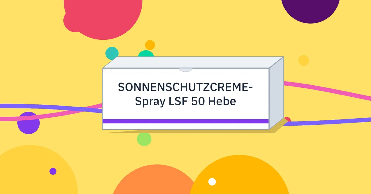 Symbolbild: Packung mit der Aufschrift SONNENSCHUTZCREME-Spray LSF 50 Hebe (PZN 20417653) – Verfügbarkeit und Bezug in Apotheken in Frankfurt am Main