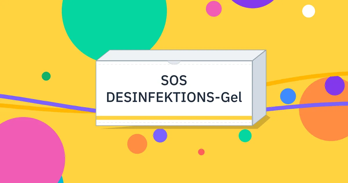 Symbolbild: Packung mit der Aufschrift SOS DESINFEKTIONS-Gel (PZN 16943028) – Verfügbarkeit und Bezug in Apotheken in Frankfurt am Main