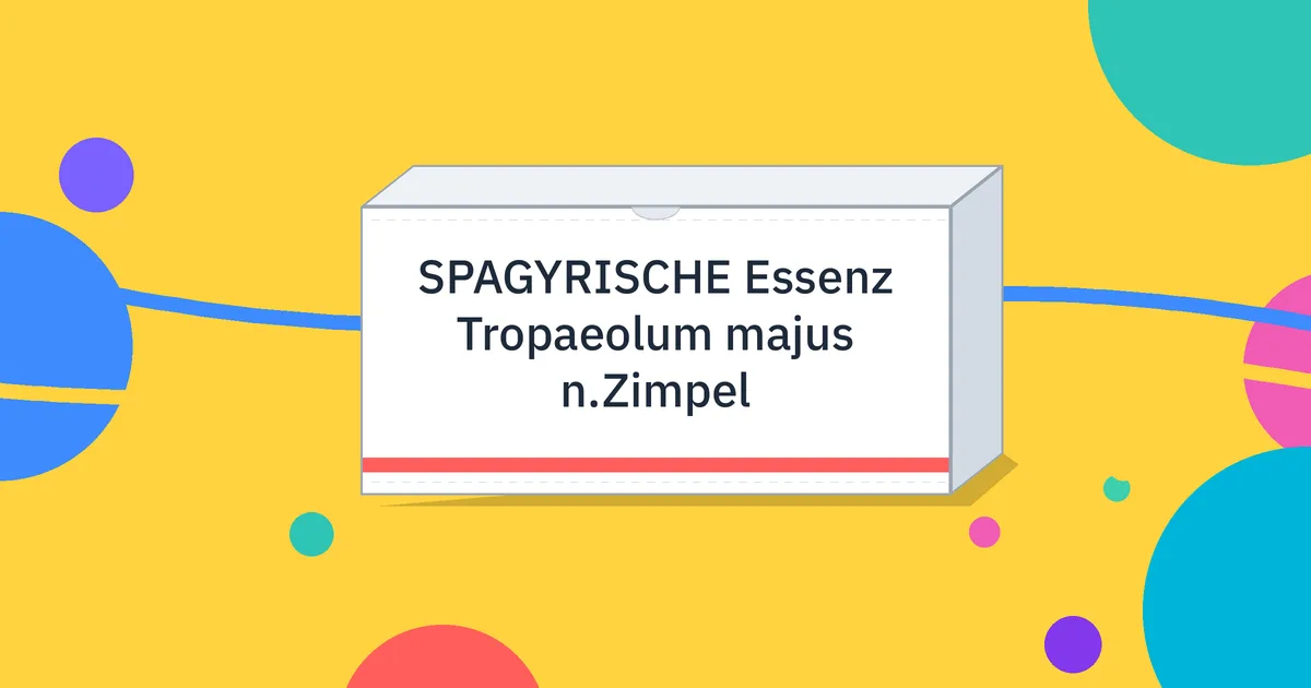 Symbolbild: Packung mit der Aufschrift SPAGYRISCHE Essenz Tropaeolum majus n.Zimpel (PZN 00918034) – Verfügbarkeit und Bezug in Apotheken in Frankfurt am Main