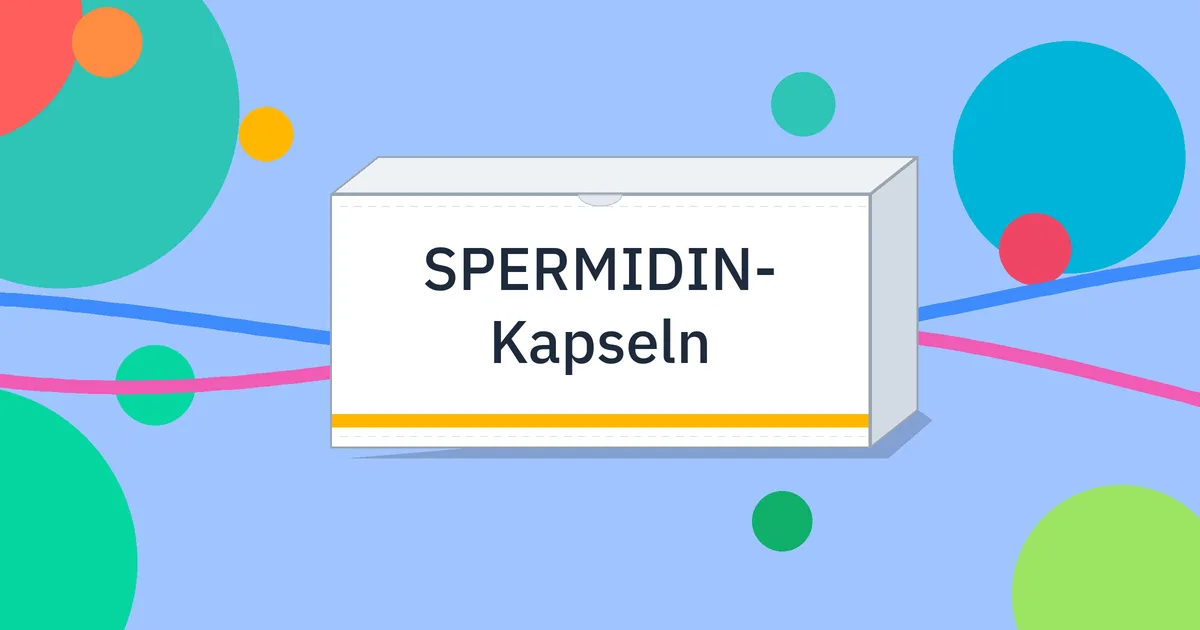 Symbolbild: Packung mit der Aufschrift SPERMIDIN-Kapseln (PZN 19054613) – Verfügbarkeit und Bezug in Apotheken in Frankfurt am Main
