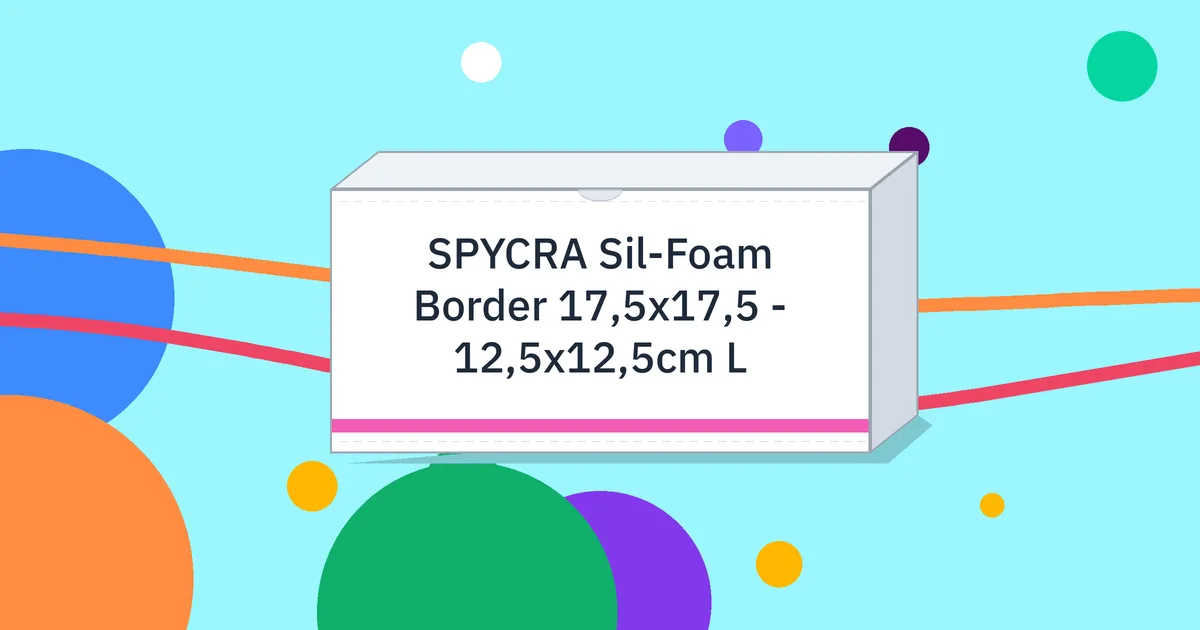 Symbolbild: Packung mit der Aufschrift SPYCRA Sil-Foam Border 17,5x17,5 -12,5x12,5cm L (PZN 18410810) – Verfügbarkeit und Bezug in Apotheken in Frankfurt am Main