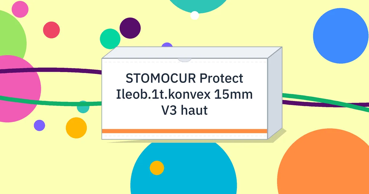 Symbolbild: Packung mit der Aufschrift STOMOCUR Protect Ileob.1t.konvex 15mm V3 haut (PZN 18192448) – Verfügbarkeit und Bezug in Apotheken in Frankfurt am Main