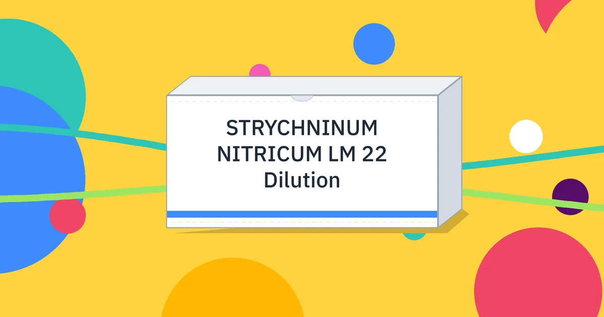 Symbolbild: Packung mit der Aufschrift STRYCHNINUM NITRICUM LM 22 Dilution (PZN 13206861) – Verfügbarkeit und Bezug in Apotheken in Frankfurt am Main