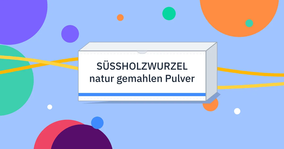 Symbolbild: Packung mit der Aufschrift SÜSSHOLZWURZEL natur gemahlen Pulver (PZN 15242789) – Verfügbarkeit und Bezug in Apotheken in Frankfurt am Main