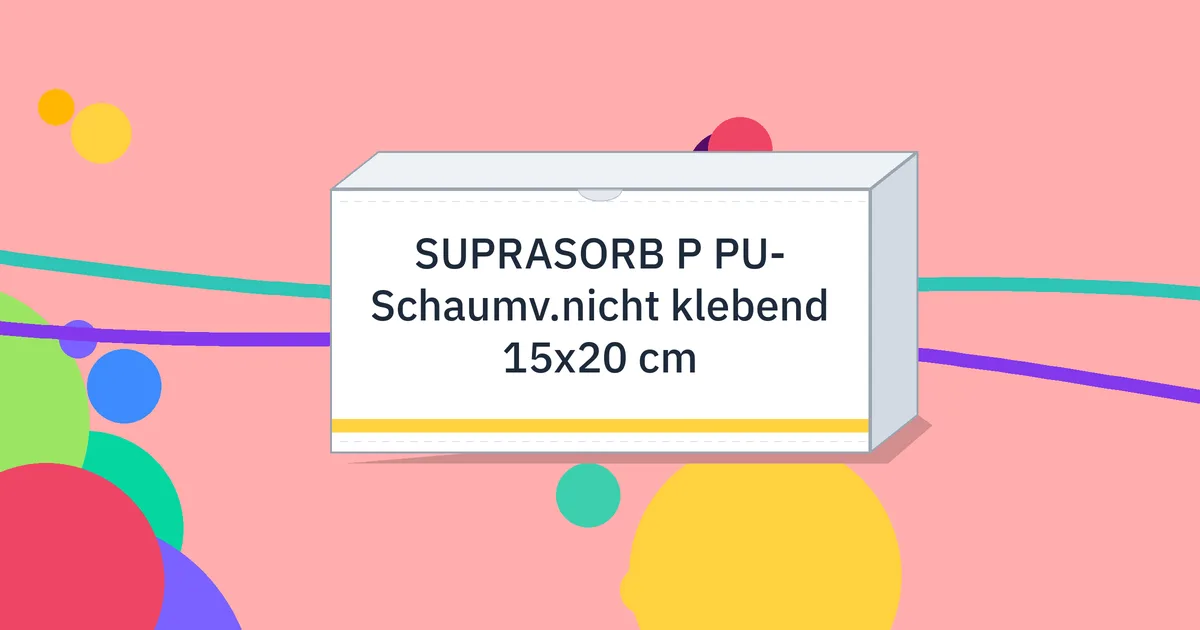 Symbolbild: Packung mit der Aufschrift SUPRASORB P PU-Schaumv.nicht klebend 15x20 cm (PZN 19065226) – Verfügbarkeit und Bezug in Apotheken in Frankfurt am Main
