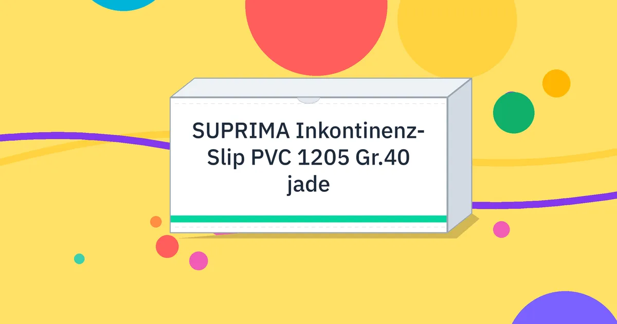 Symbolbild: Packung mit der Aufschrift SUPRIMA Inkontinenz-Slip PVC 1205 Gr.40 jade (PZN 00415847) – Verfügbarkeit und Bezug in Apotheken in Frankfurt am Main