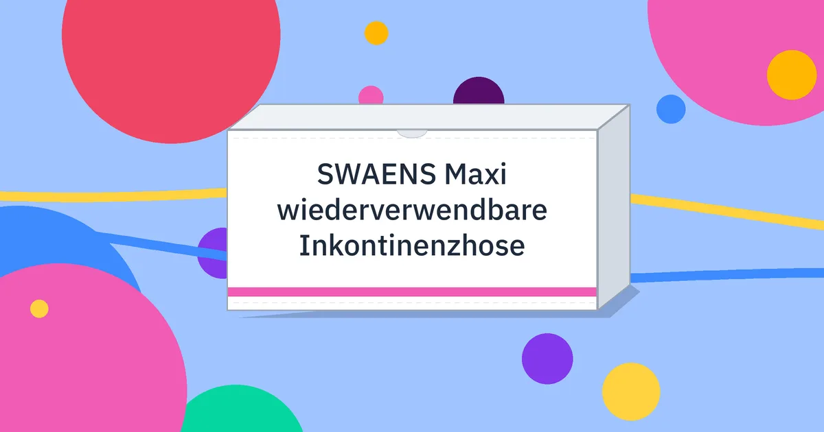 Symbolbild: Packung mit der Aufschrift SWAENS Maxi wiederverwendbare Inkontinenzhose (PZN 11139215) – Verfügbarkeit und Bezug in Apotheken in Frankfurt am Main