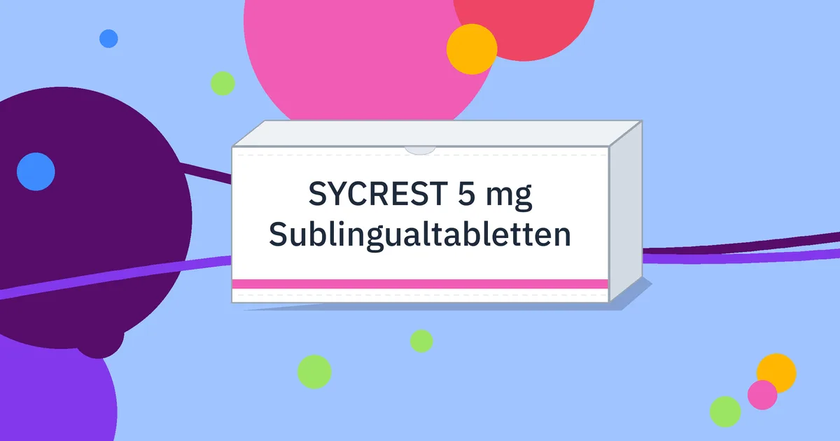 Symbolbild: Packung mit der Aufschrift SYCREST 5 mg Sublingualtabletten (PZN 12466206) – Verfügbarkeit und Bezug in Apotheken in Frankfurt am Main